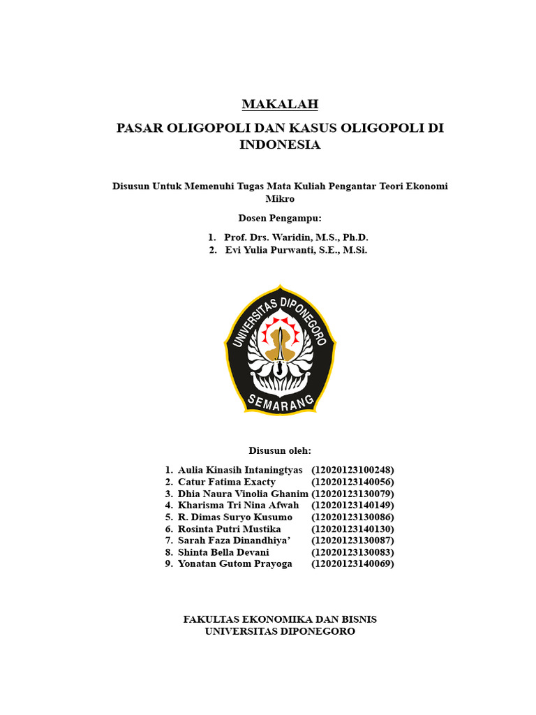Analisis Pasar Oligopoli Di Indonesia Pdf
