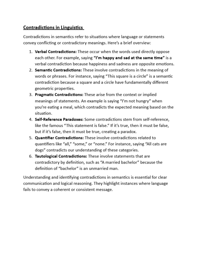 Contradictions | PDF