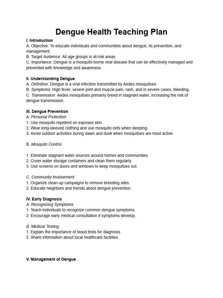 Dengue Health Teaching Plan | PDF