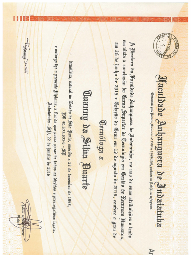 Diploma Anhanguera Educacional F | PDF