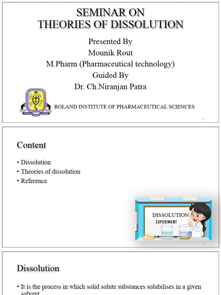 Theories of Dissolution | PDF | Solvation | Solubility