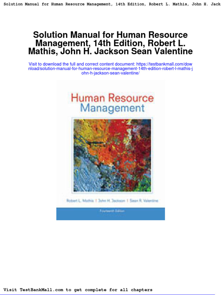 Solution Manual For Human Resource Management 14th Edition Robert L