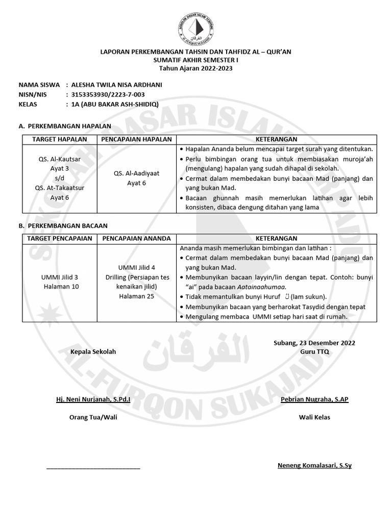 Sas Kelas 1 Kel. Pak Pebri | PDF