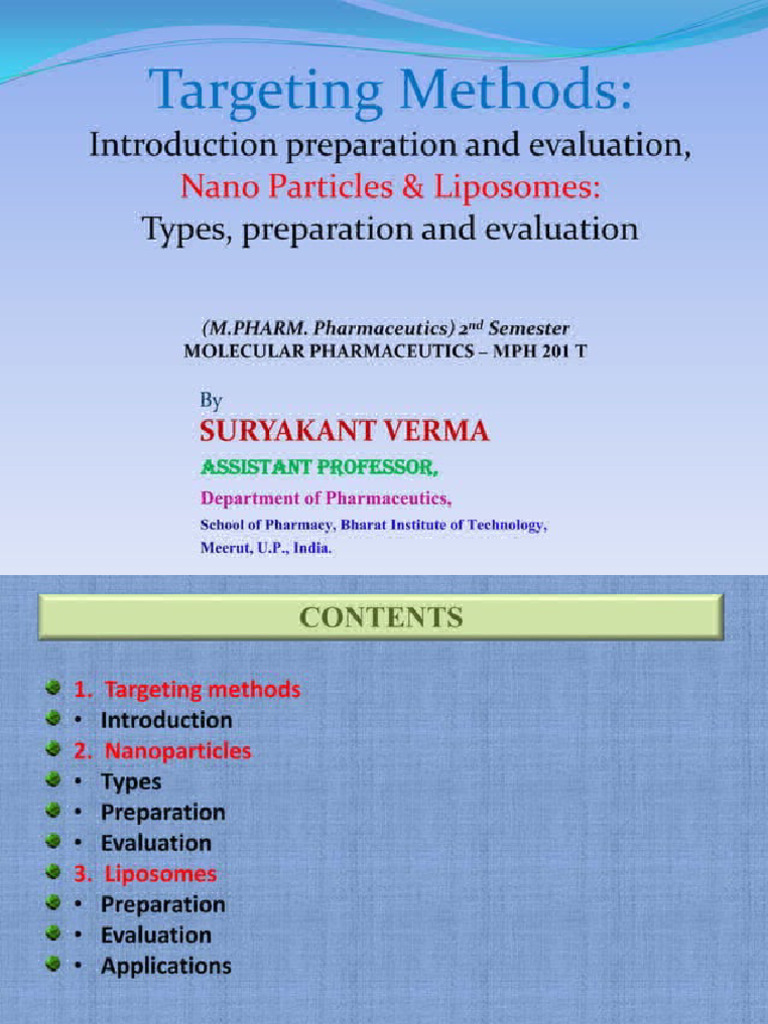 Targeting Methods Introduction Preparation and Evaluation Nanoparticles ...