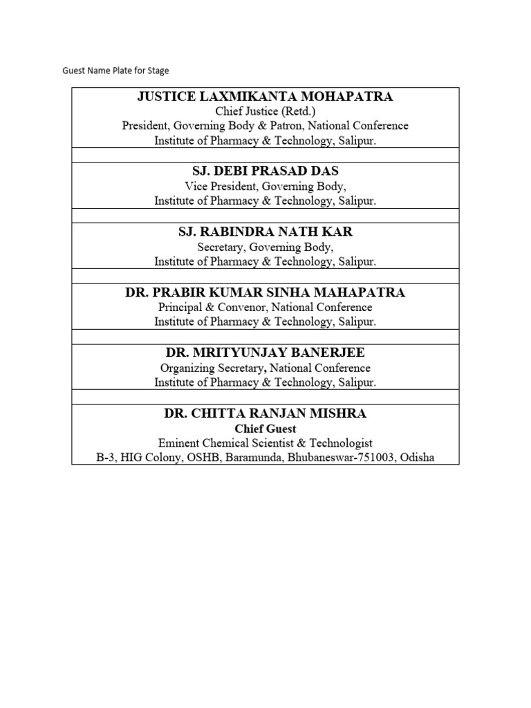 Guest Name Plate For Stage | PDF