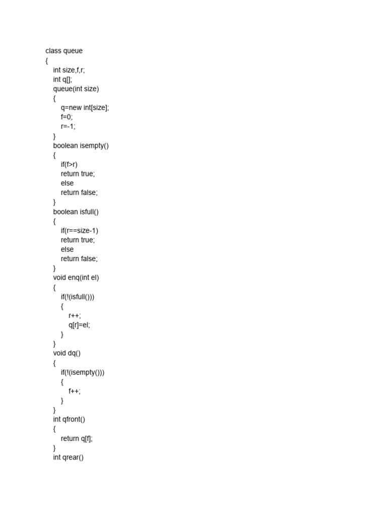 Class Queue Pdf 