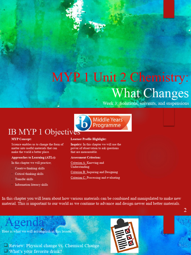 MYP 1 Chemistry: Solutions & Suspensions | PDF | Mixture | Filtration