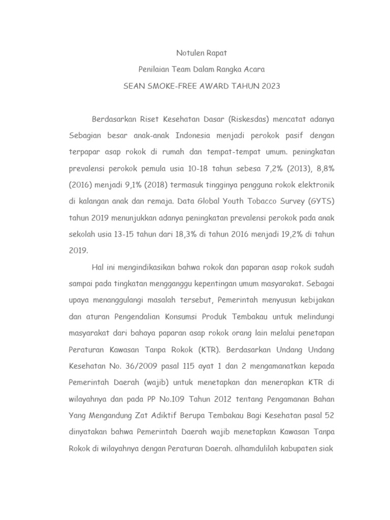 Notulen Rapat KTR 2023 | PDF
