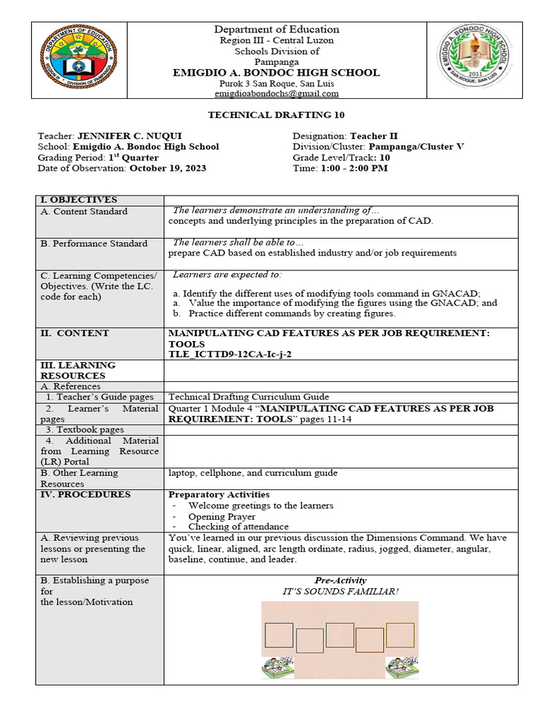 Cot 1 - Modifying Tools | PDF | Learning | Curriculum
