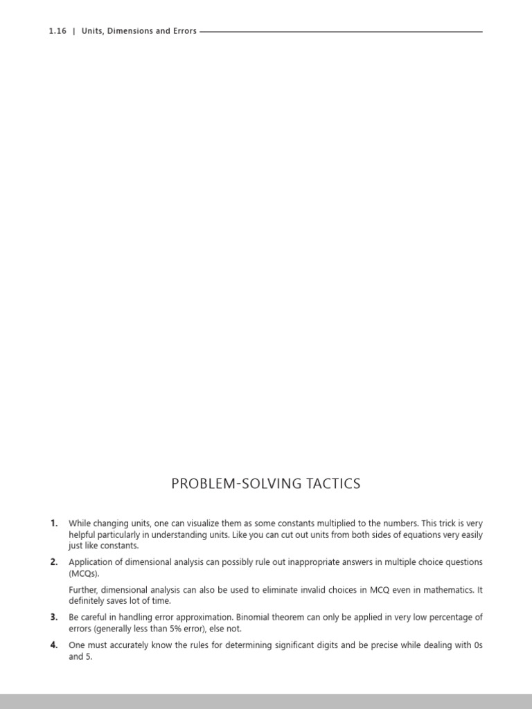 1.units Dimensions and ErrorsPROBLEM SOLVING TACTICSFormulae Sheet | PDF | Multiple Choice ...