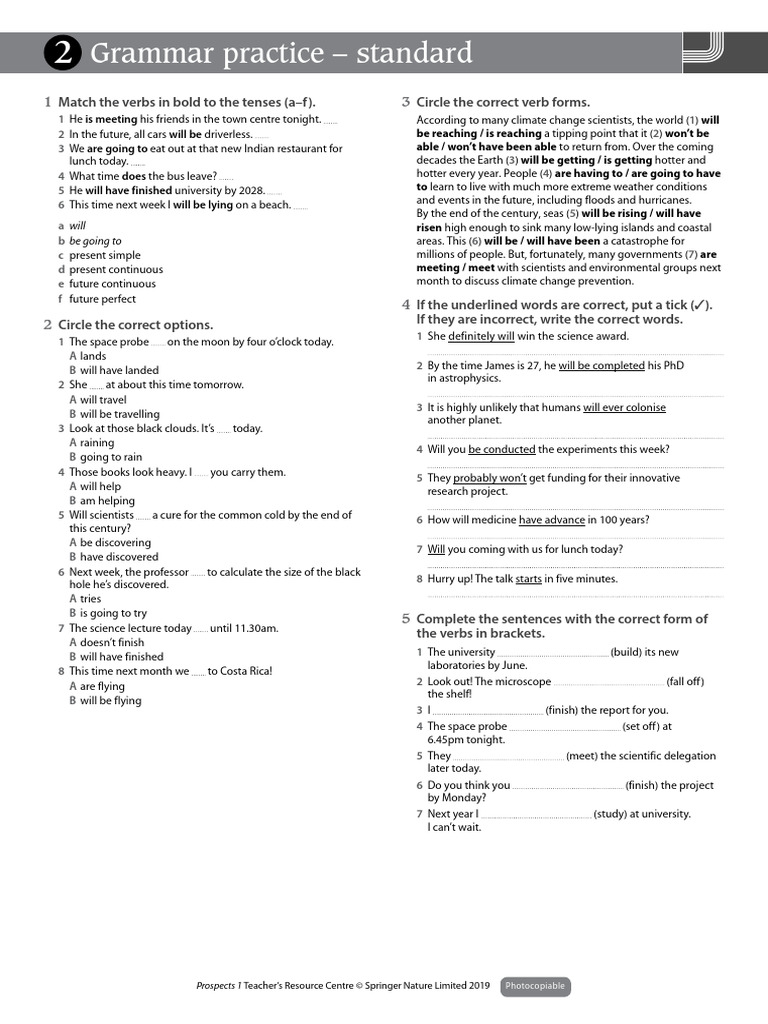 FP1 U02 Grammar Practice Standard | PDF | Climate Change
