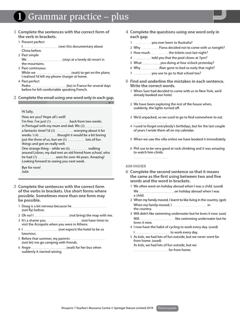 FP1 U01 Grammar Practice Plus | PDF