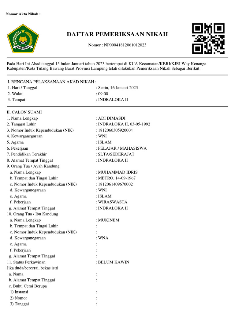 Form Pem Eriks A Annik Ah | PDF