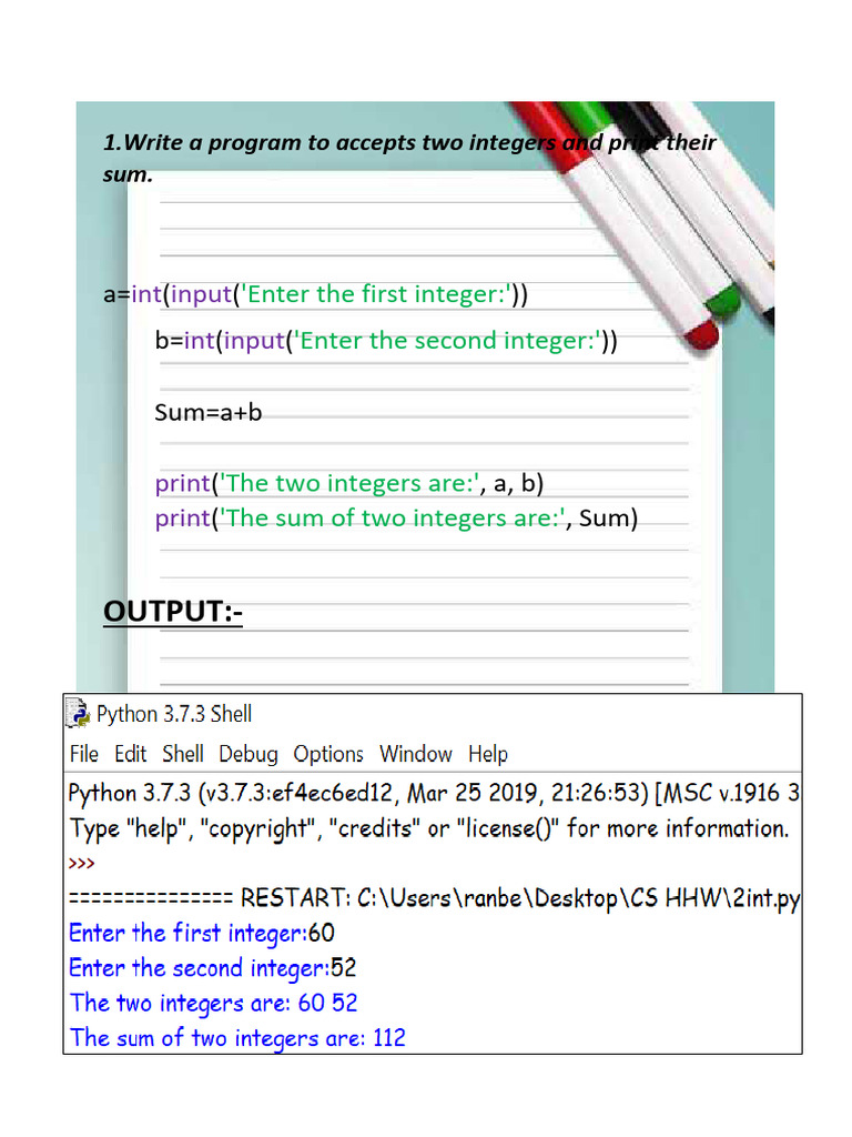 CS Practical File For Class 11 | PDF | Area | Numbers CS Practical File For Class 11 | PDF | Area | Numbers