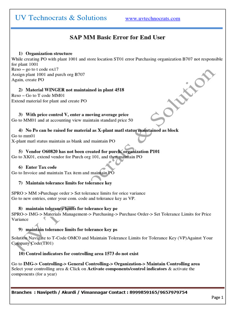 SAP MM Error As A End User | PDF | Software Engineering | Computer Programming
