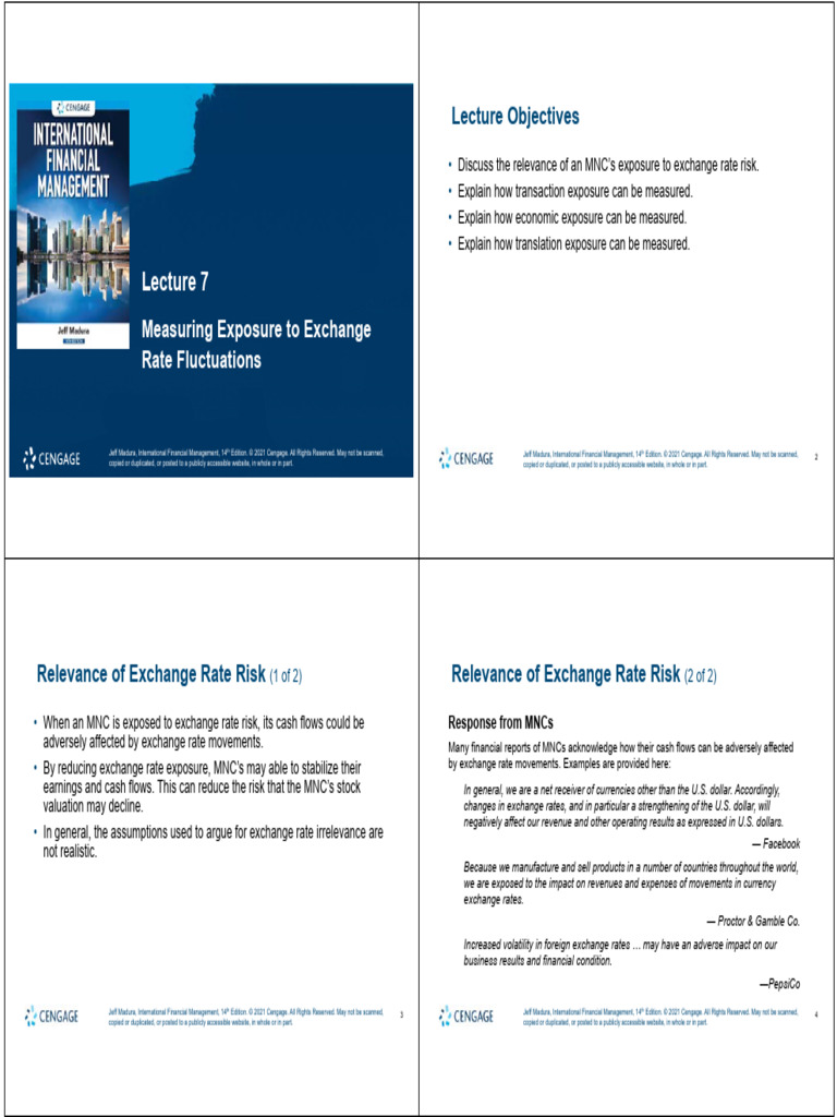 Lecture 7 - Measuring Exposure To Foreign Exchange Fluctuations | PDF ...