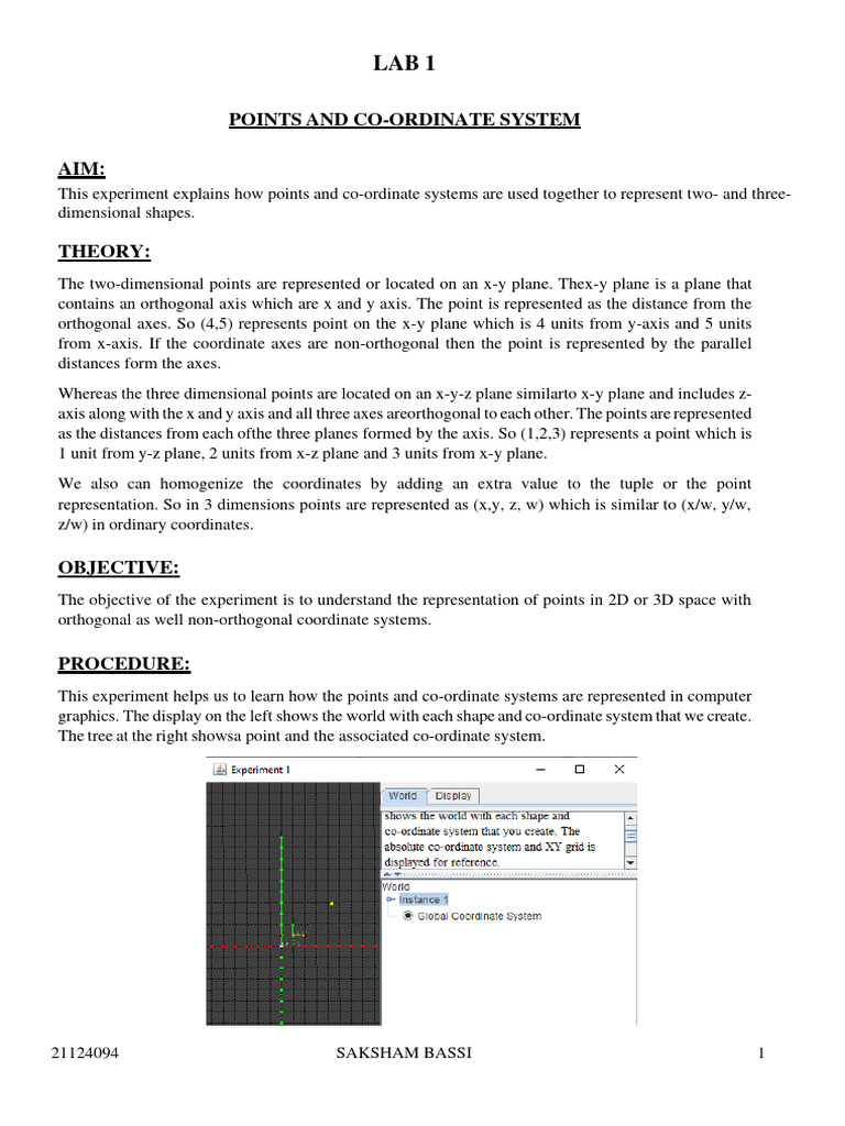 Cga Till Lab 9 | PDF | Cartesian Coordinate System | Coordinate System
