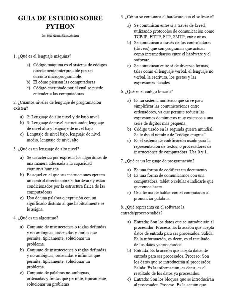 Guia de Estudio Sobre Python | PDF | Objeto (informática) | Python (lenguaje de programación)