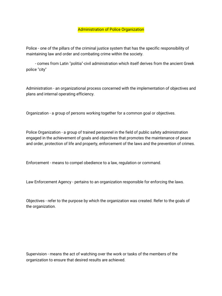 Administration of Police Organization) | PDF