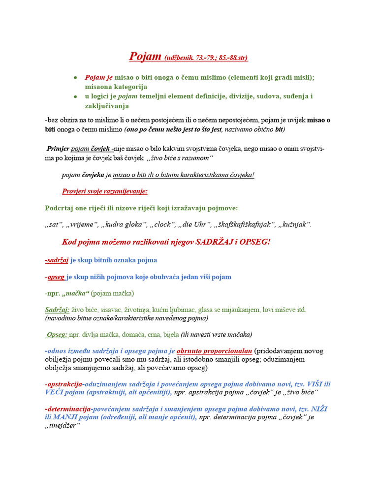 Pojam I Odnosi Među Pojmovima | PDF