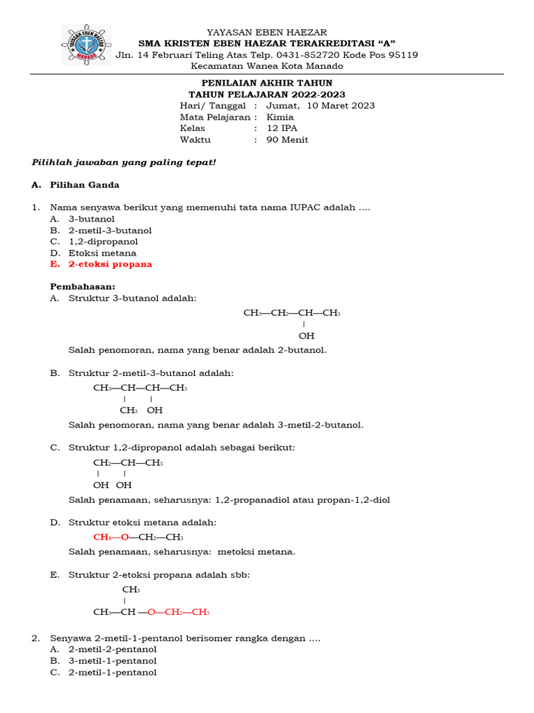Soal Dan Pembahasan PAT | PDF