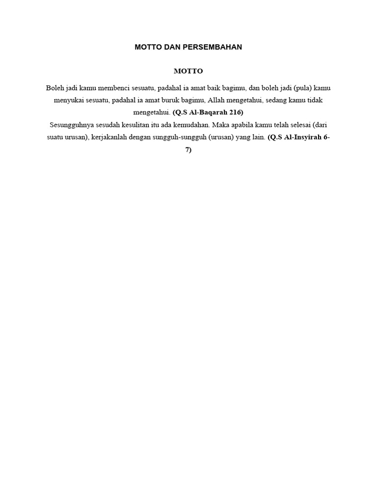 Persembahan dan Motto Kehidupan | PDF
