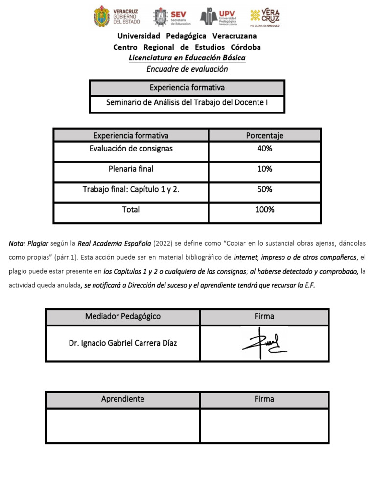 Encuadre de Evaluación | PDF