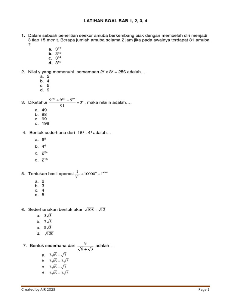 Soal Pas 1 Mat SMP 2 | PDF