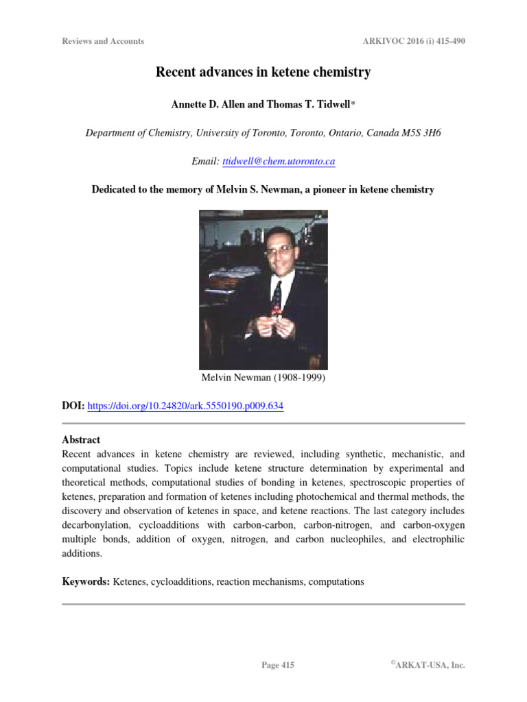 Recent Advances in Ketene Chemistry | PDF | Ketone | Chemical Reactions