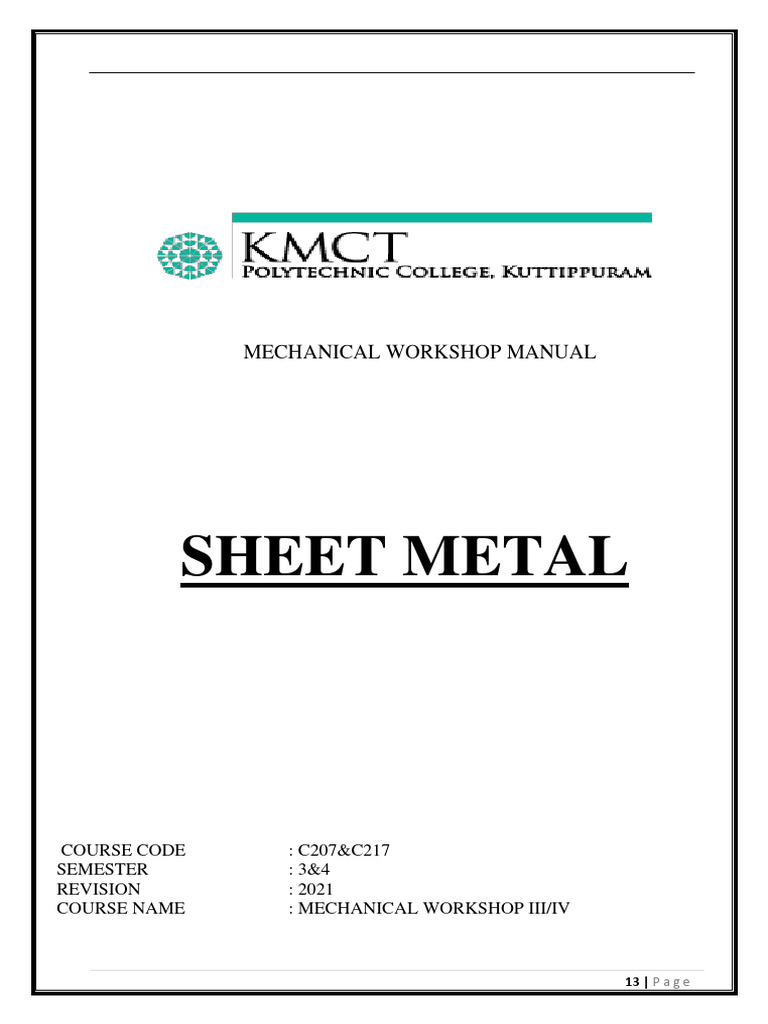 Sheet Metal 3&4 | PDF | Sheet Metal | Metalworking
