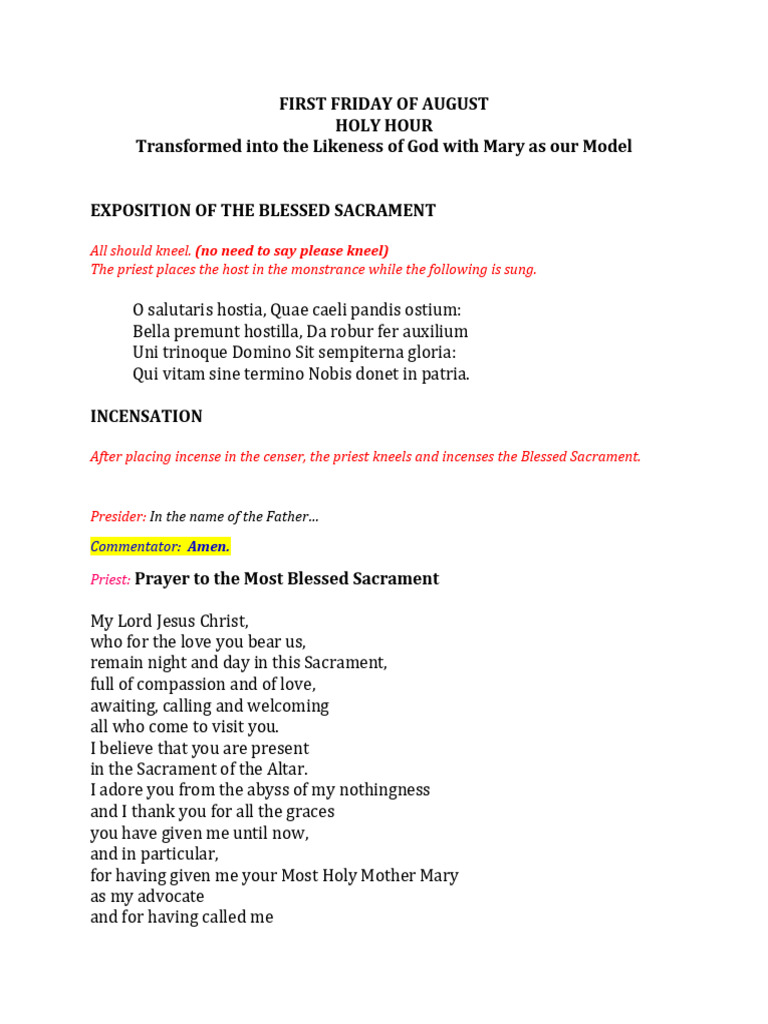 August Holy Hour 2021 | PDF | Mary, Mother Of Jesus | Eucharist