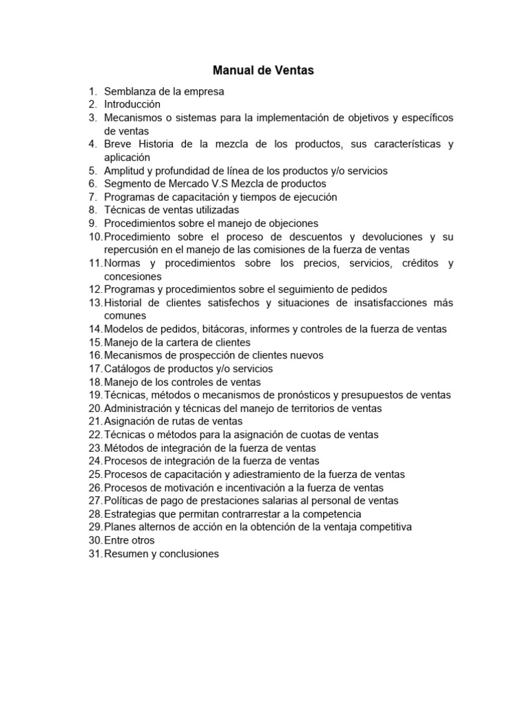 Manual de Ventas | PDF