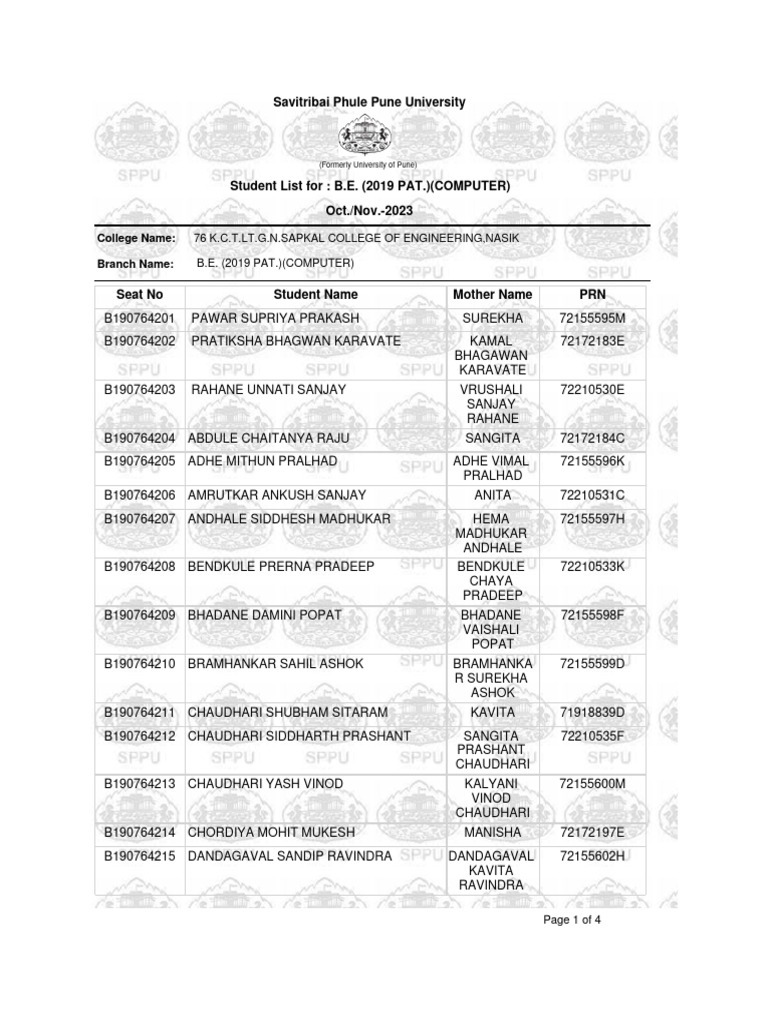 BE 2019 Computer Name List | PDF