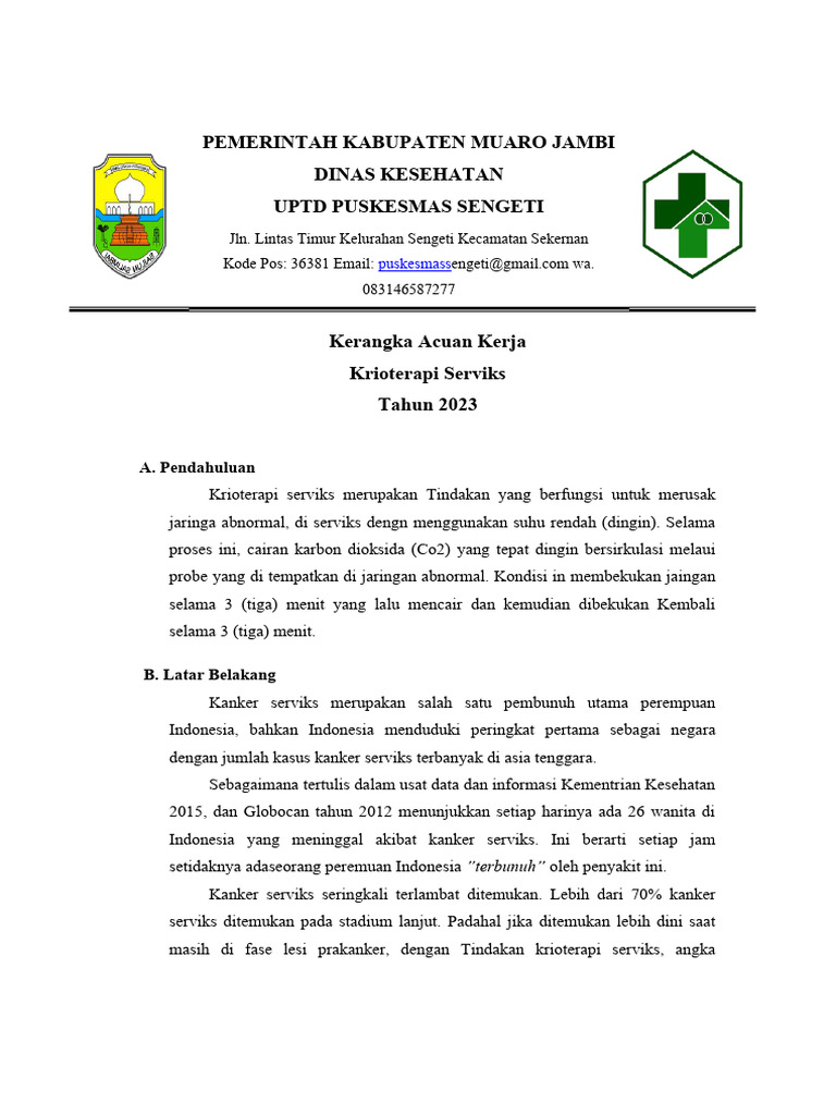 Krioterapi Serviks di Puskesmas Sengeti | PDF | Pengembangan Diri ...