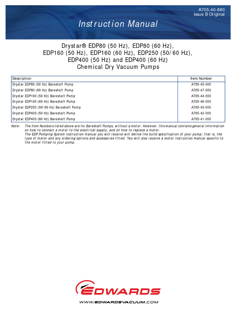 Drystar Edp80 Series | Download Free PDF | Pump | Valve