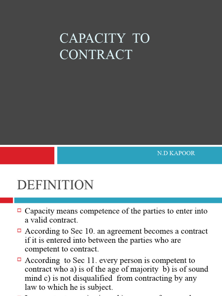 Capacity To Contract - 97 | Download Free PDF | Consent | Common Law