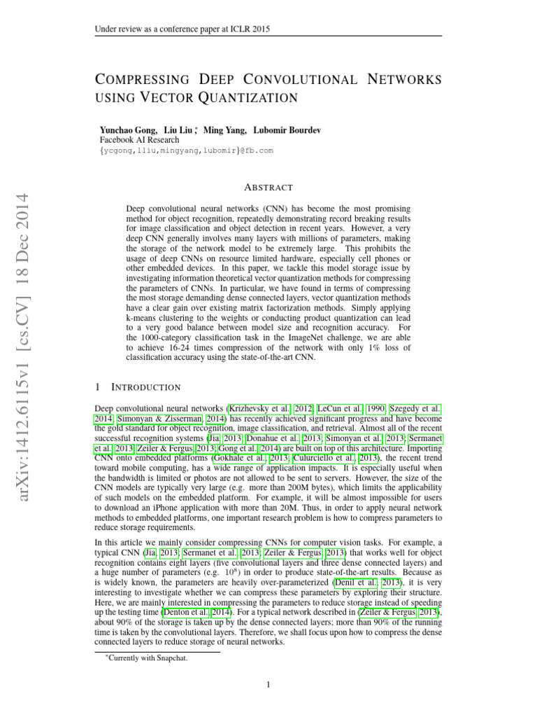 Compressing Deep Convolutional Networks | PDF | Matrix (Mathematics) | Applied Mathematics