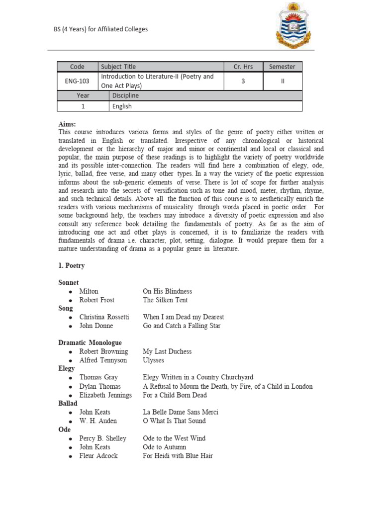C Eng-103 | PDF | Poetry