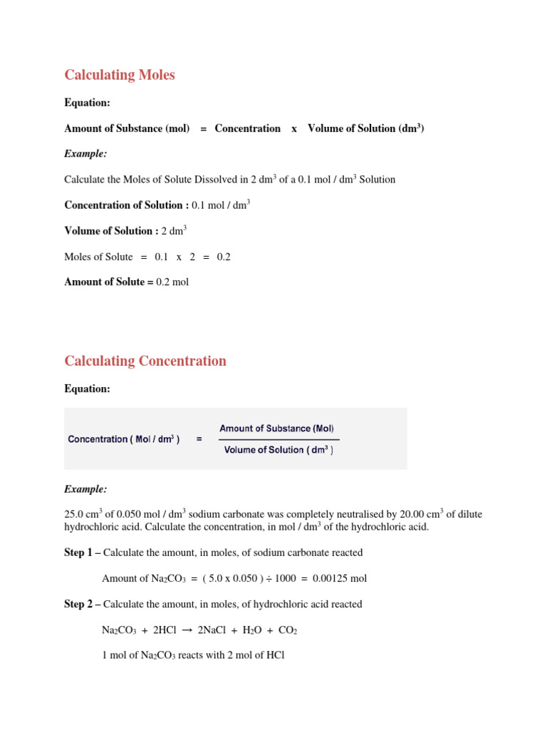 Moles 4 | Download Free PDF | Mole (Unit) | Hydrochloric Acid