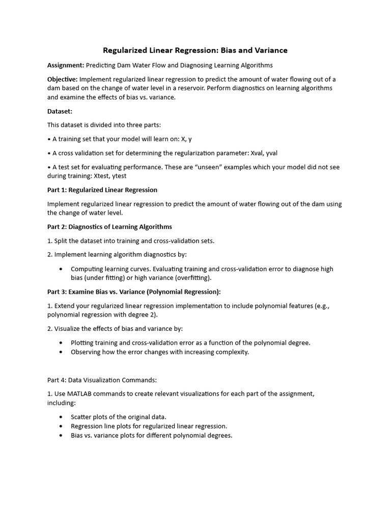 Regularized Linear Regression Bias and Variance | PDF | Cross Validation (Statistics ...