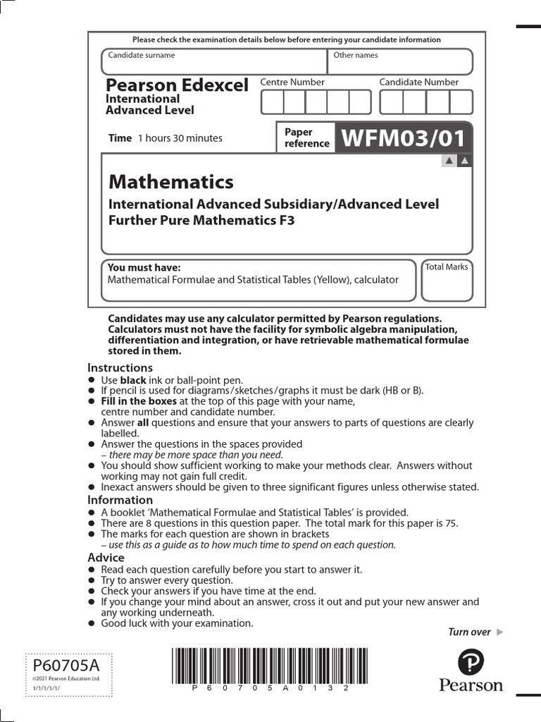 May 21 FP3 QP | PDF | Mathematics | Mathematical Concepts