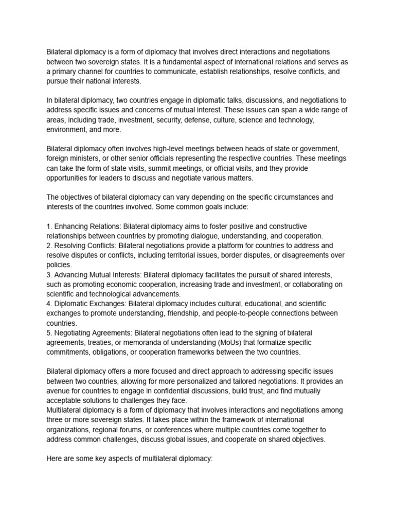 Diplomacy Types PDF | PDF | Diplomacy | Multilateralism