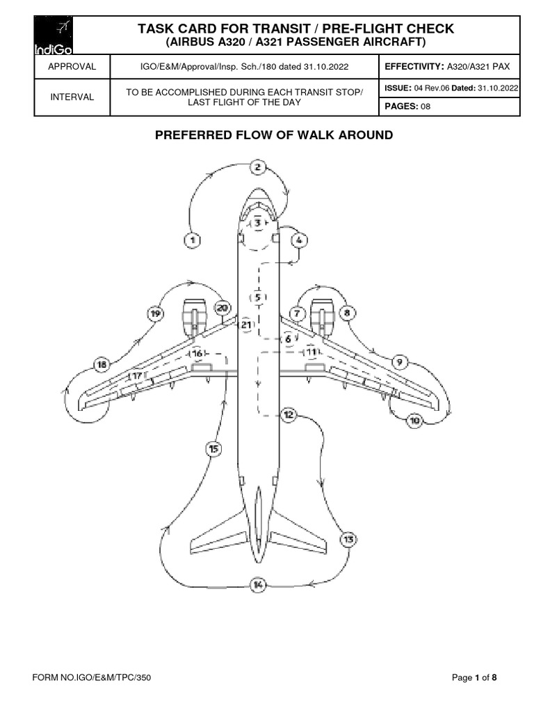 Transit Pre Flight Task Card Airbus | PDF | Aviation | Transport