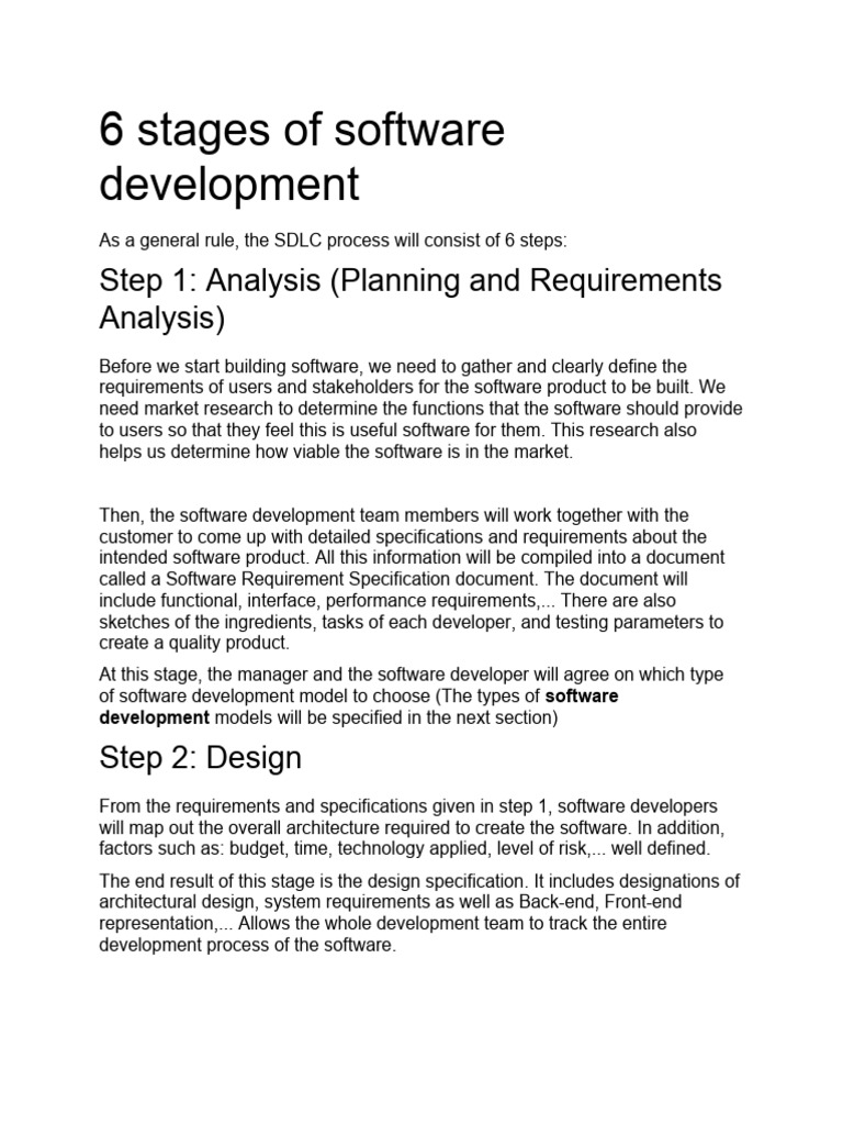 6 Stages of Software Development | PDF | Software Testing | Software