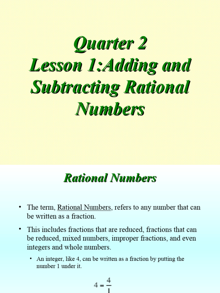 Adding and Subtracting Rational Numbers | PDF | Numbers | Mathematical Concepts