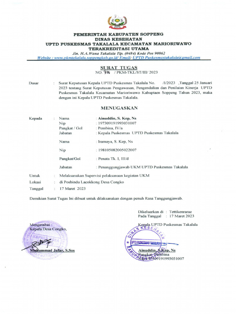 2.8.1.d Laporan Hasil Kegiatan Supervisi Kepala Puskesmas Dan Penanggung Jawab UKM Ke Pelaksana ...