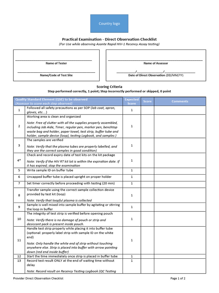 Direct-Observation-Checklist Asante April2021 | PDF