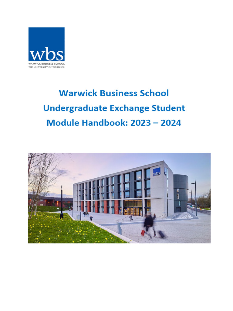WBS Undergraduate Exchange Handbook 2023-24 | PDF | Course Credit ...