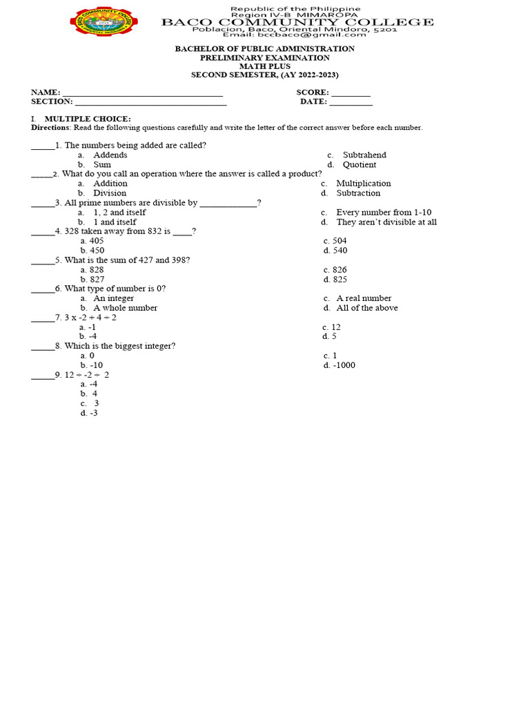 MAth Plus | PDF | Subtraction | Numbers