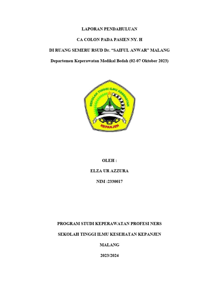 LP Ca Colon | PDF | Pengembangan Diri | Kesehatan Holistik